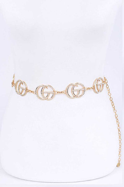 Crystal CG Logo Iconic Chain Belt – Diona J